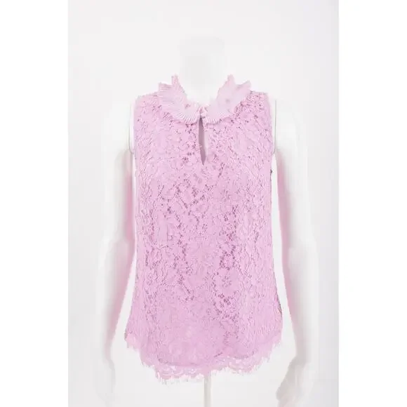 J. Crew | Tops | J Crew Lavender Lace Ruffle Neck Sleeveless Blouse In ...